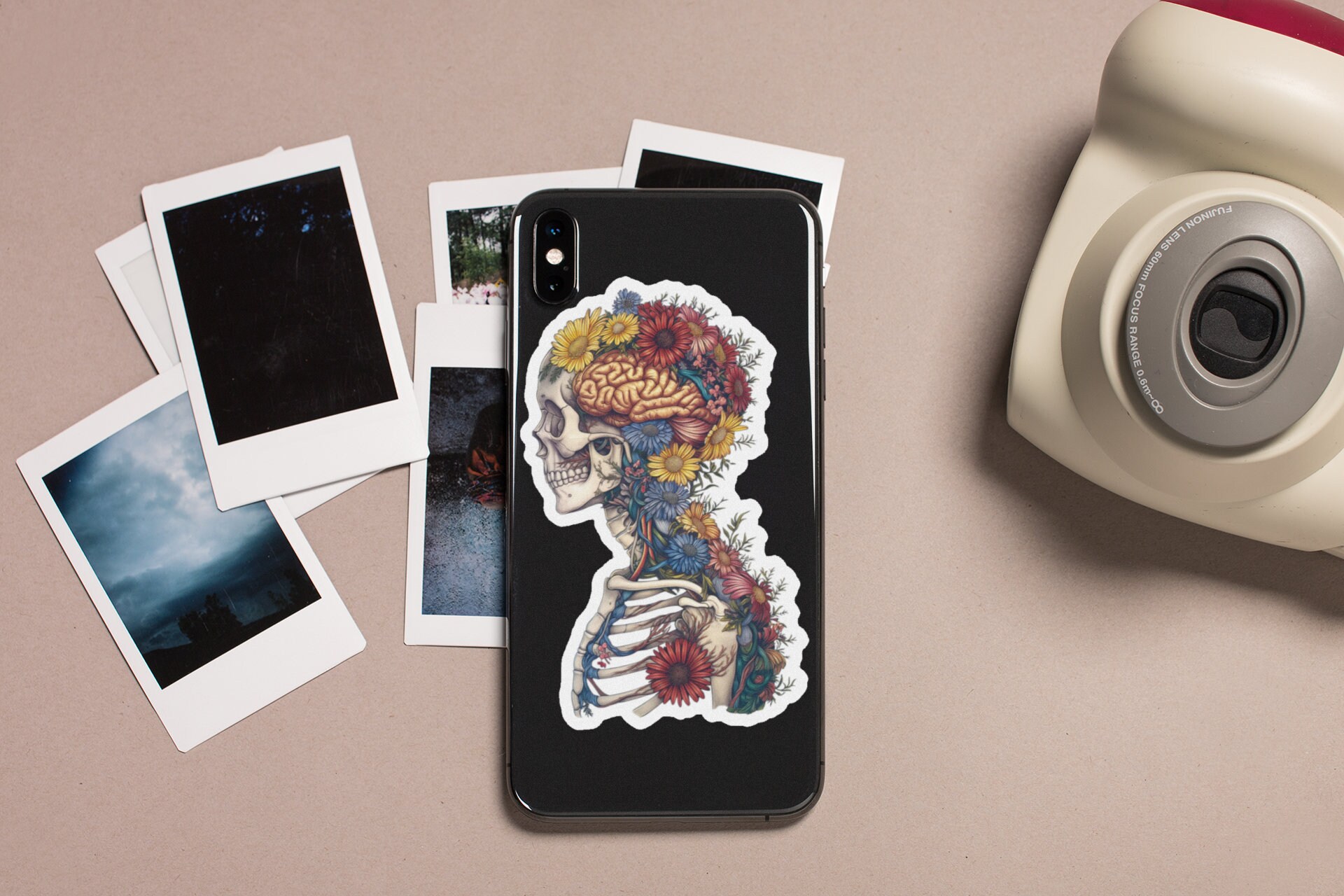 Torso & Floral Elements Vinyl Sticker - Unique Illustrated Anatomy Art ...
