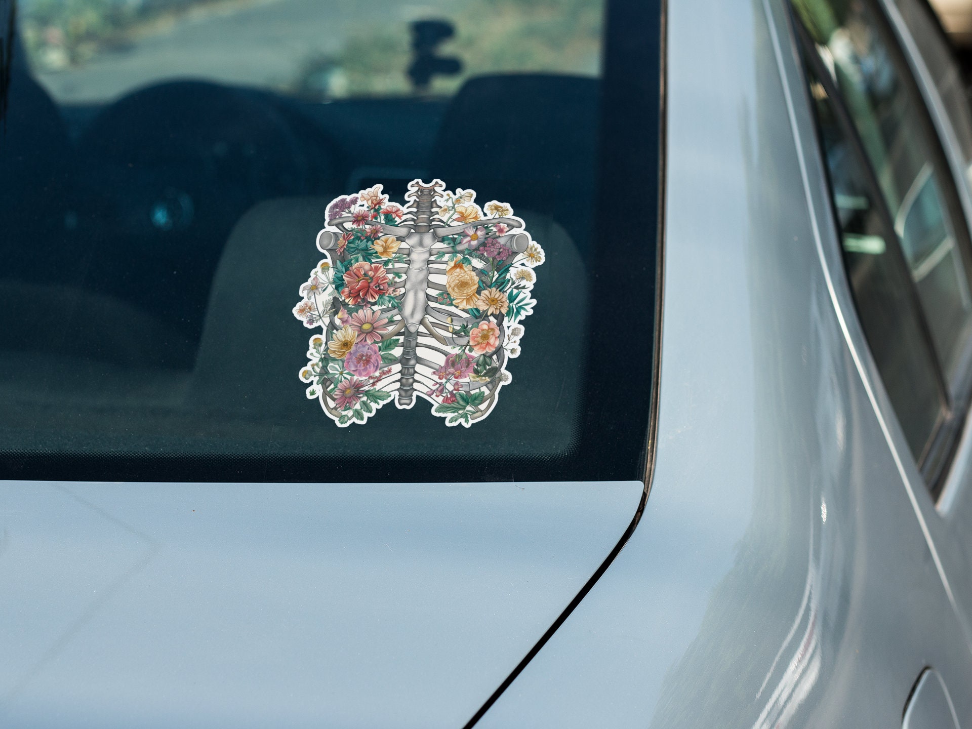 Skeleton Thorax & Floral Elements Vinyl Sticker and Decal - Unique ...