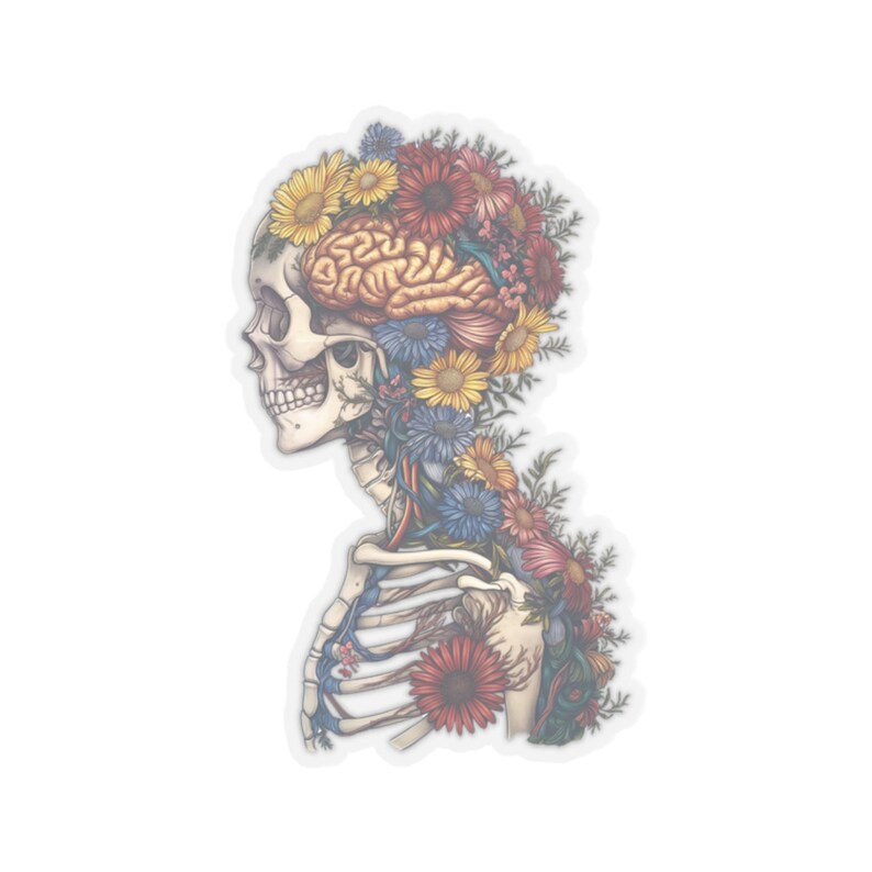 Torso & Floral Elements Vinyl Sticker - Unique Illustrated Anatomy Art ...