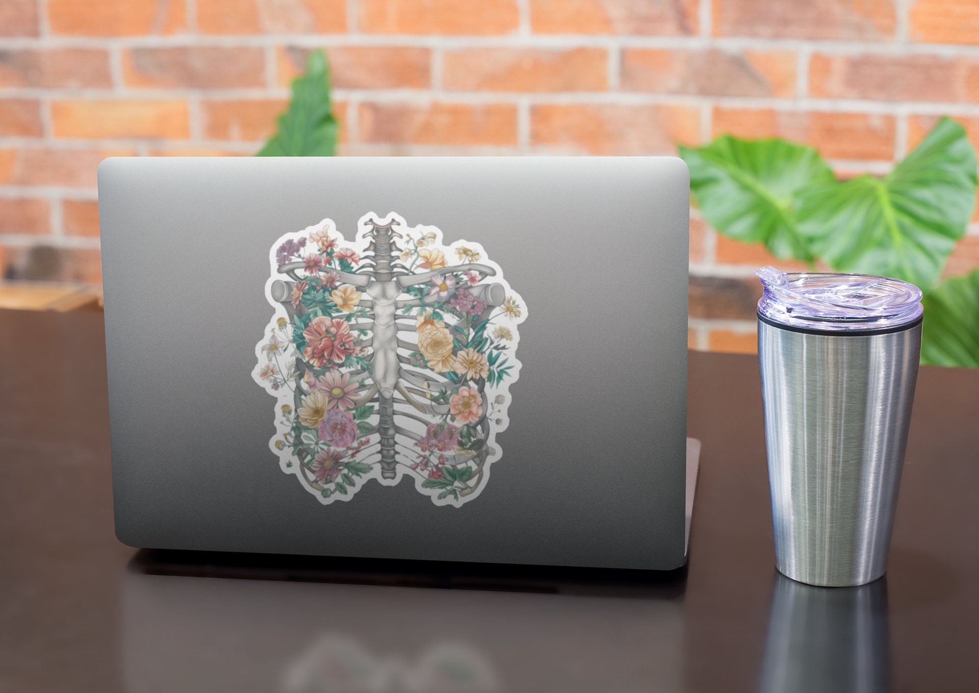 Skeleton Thorax & Floral Elements Vinyl Sticker and Decal - Unique ...