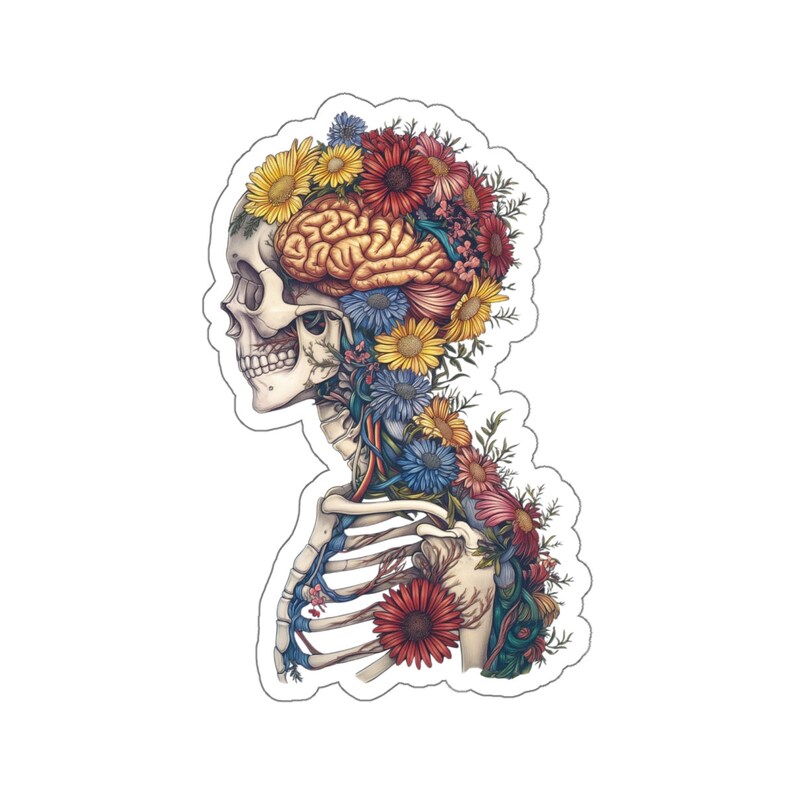 Torso & Floral Elements Vinyl Sticker - Unique Illustrated Anatomy Art ...