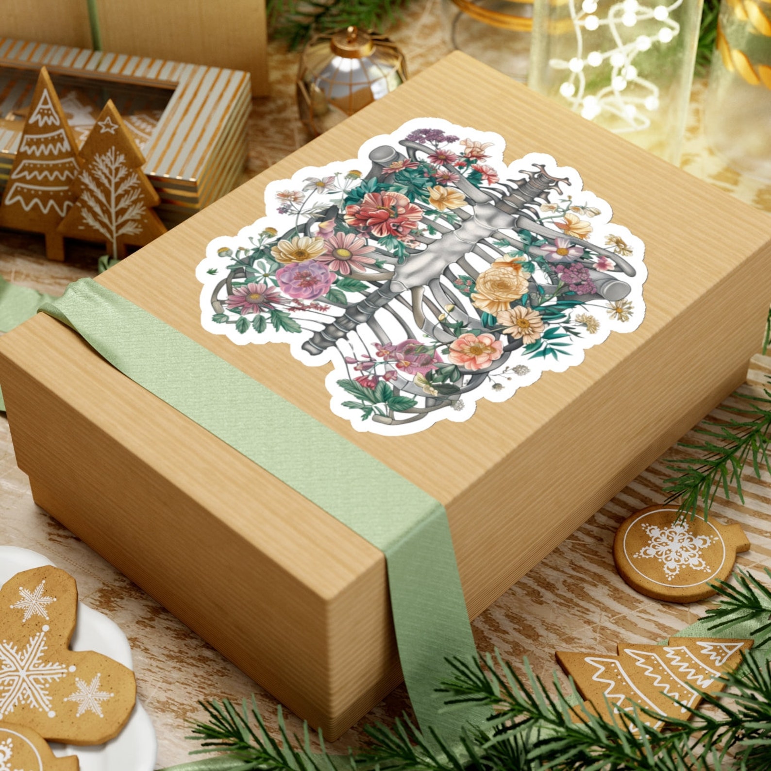 Skeleton Thorax & Floral Elements Vinyl Sticker and Decal - Unique ...