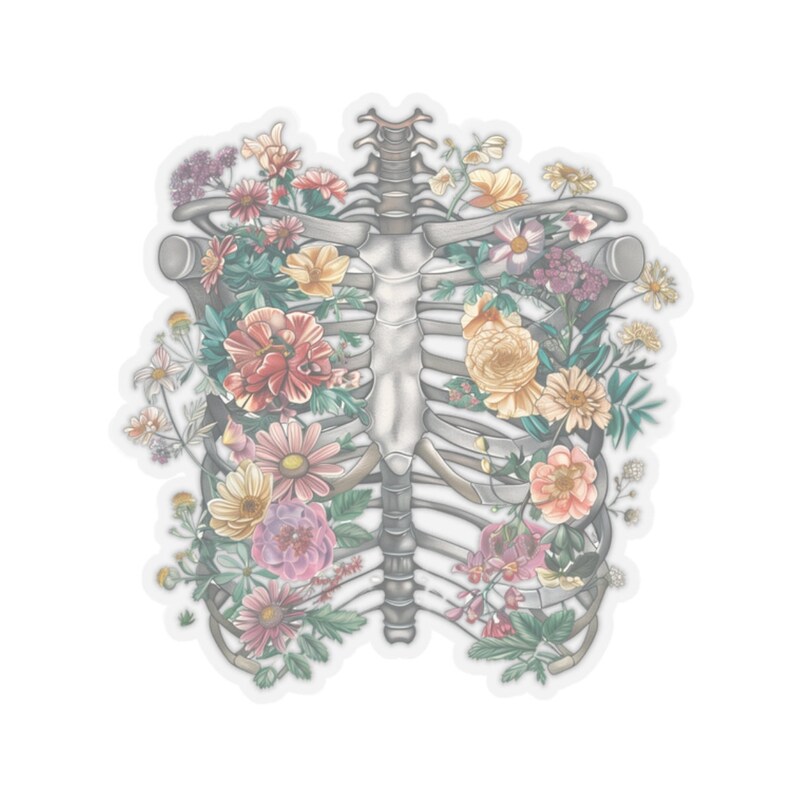 Skeleton Thorax & Floral Elements Vinyl Sticker and Decal - Unique ...