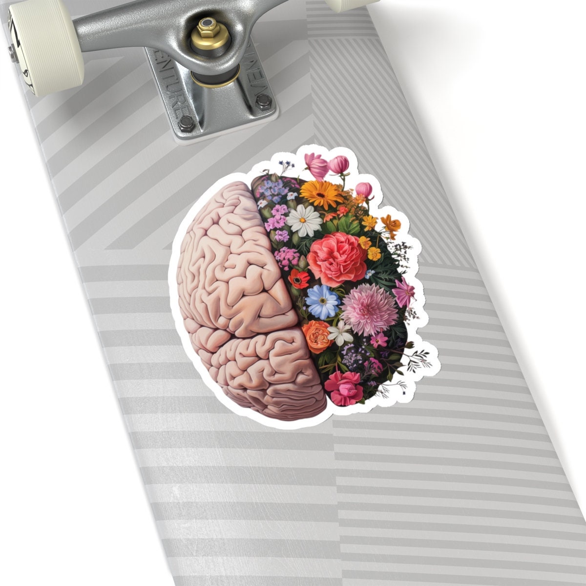 Brain (color) and Floral Elements Vinyl Sticker and Decal - Unique ...