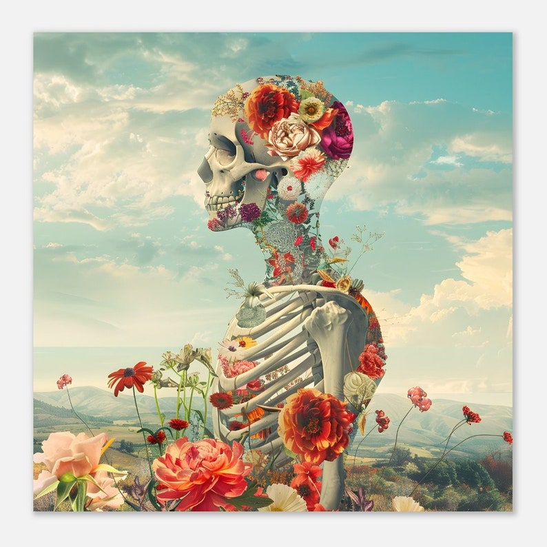 Wall Art Floral Skeletal Poster for Yoga Print Anatomy Art Home Decor ...