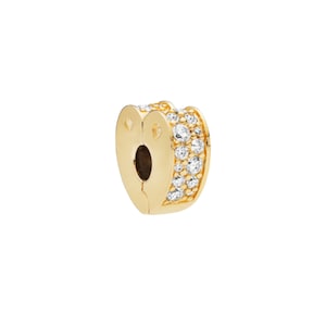 Gold Plated Crystal Heart Charms Fits Pandora Bracelet Heart Charms ...