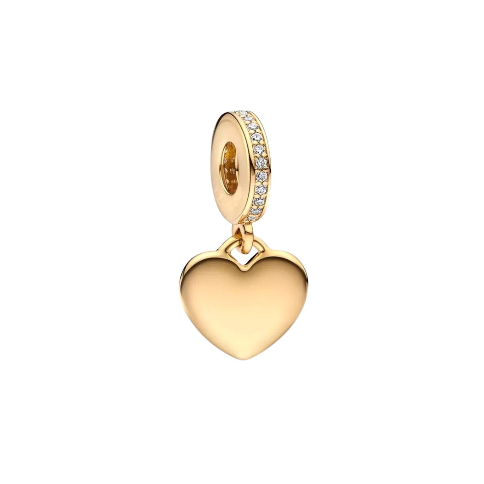 Gold Plated Crystal Heart Charms Fits Pandora Bracelet Heart Charms ...