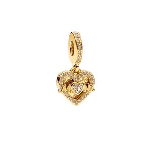 Gold Plated Crystal Heart Charms Fits Pandora Bracelet Heart Charms ...