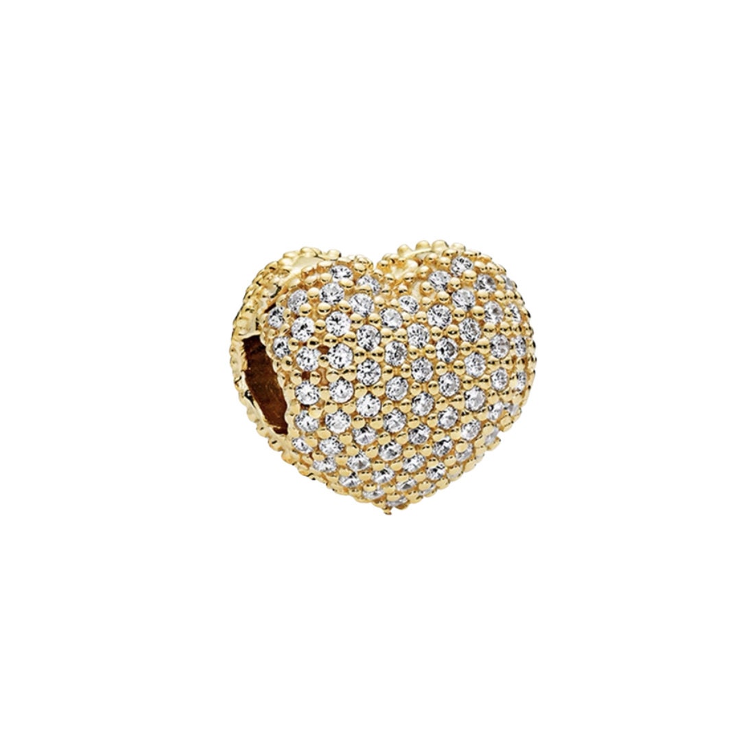 Gold Plated Crystal Heart Charms Fits Pandora Bracelet Heart Charms ...