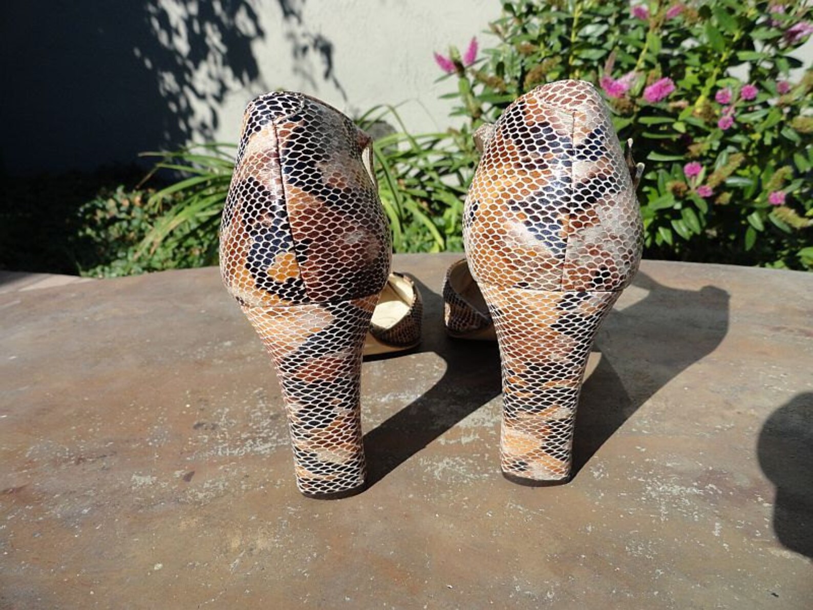 Vintage 70s Reptile Snake Python Skin All Leather T-strap Italian Shoes ...