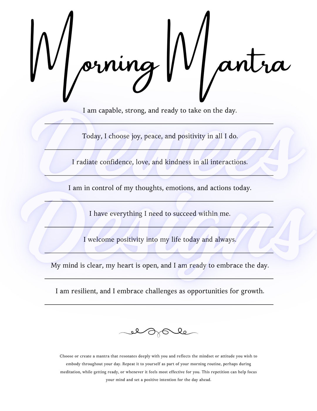 Morning Mantra | Growth Mindset | Personal Growth - Etsy