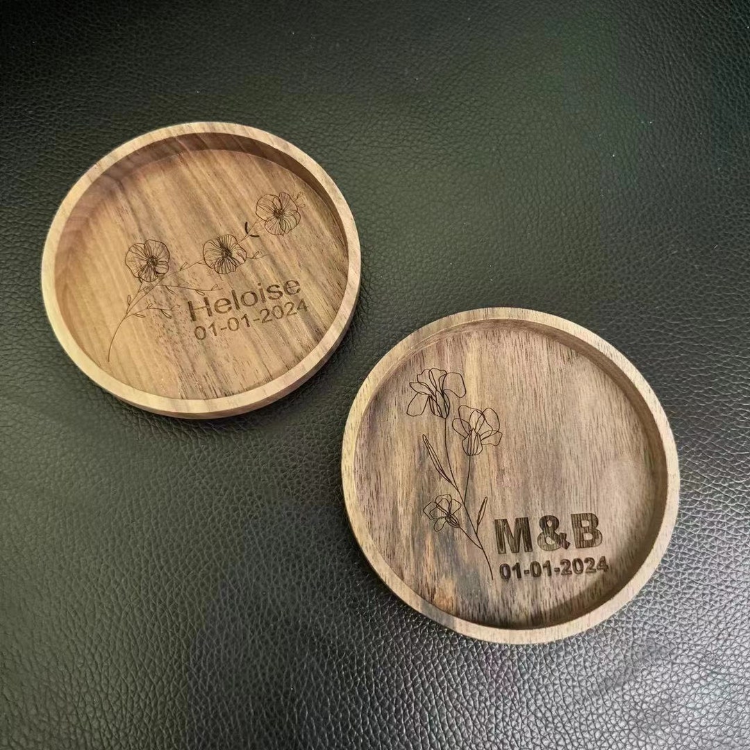 Personalized Ring Tray, Round Ring Tray, Engagement Jewelry Wooden Tray ...