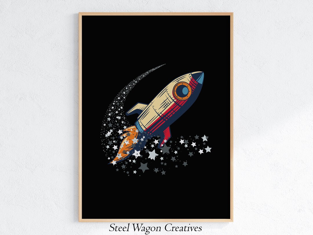 Space Rocket Kids Art, Rocket Nursery Wall Art, Rocket Ships Print ...
