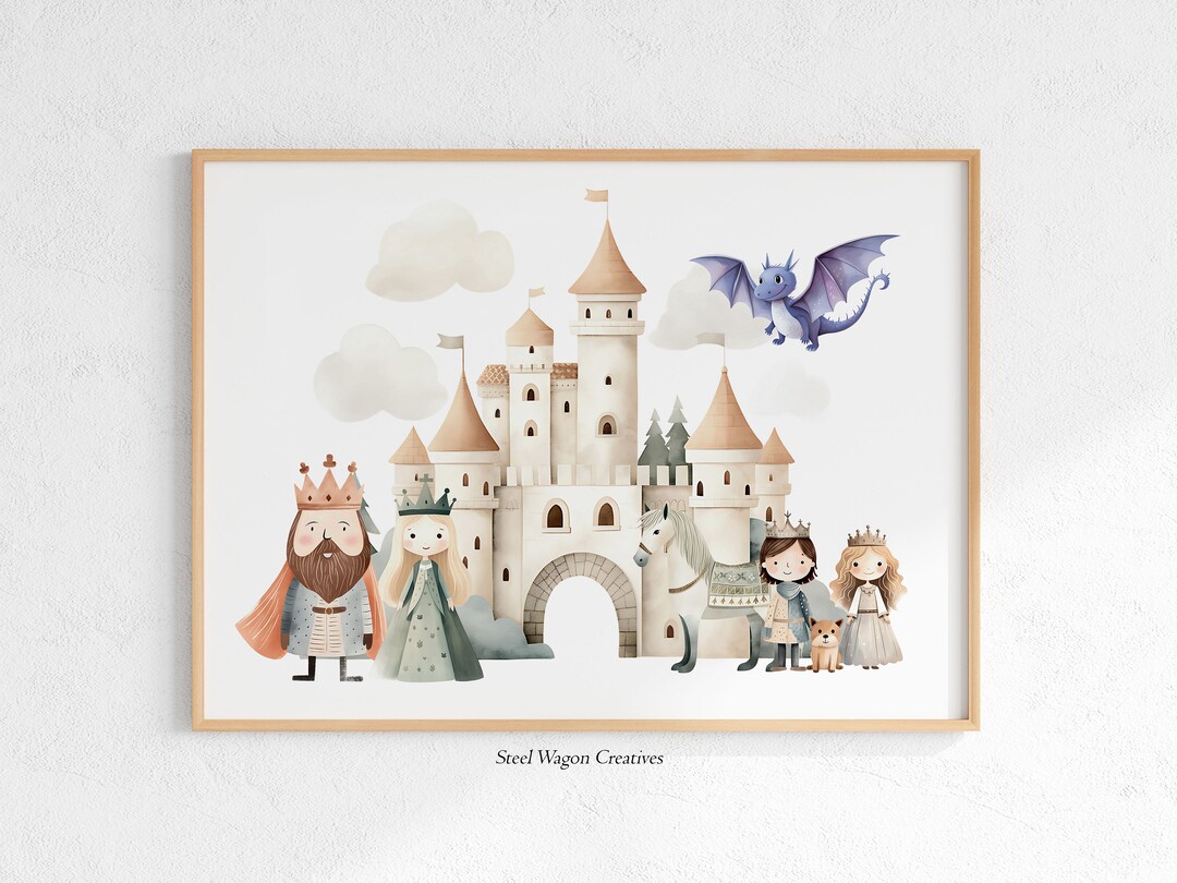Medieval Nursery Art Print, Enchanted Kingdom Castle Print, Fantasy ...
