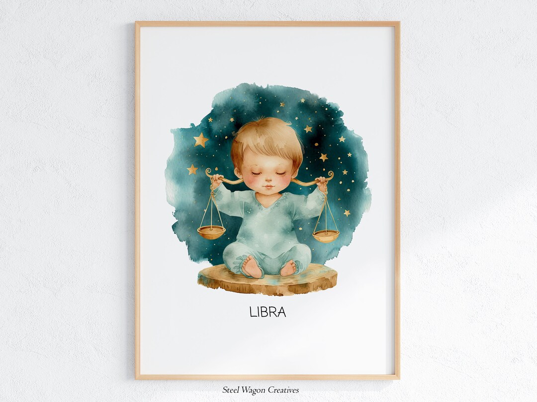 Libra Baby Zodiac Signs, Nursery Libra Wall Art, Zodiac Astrology ...