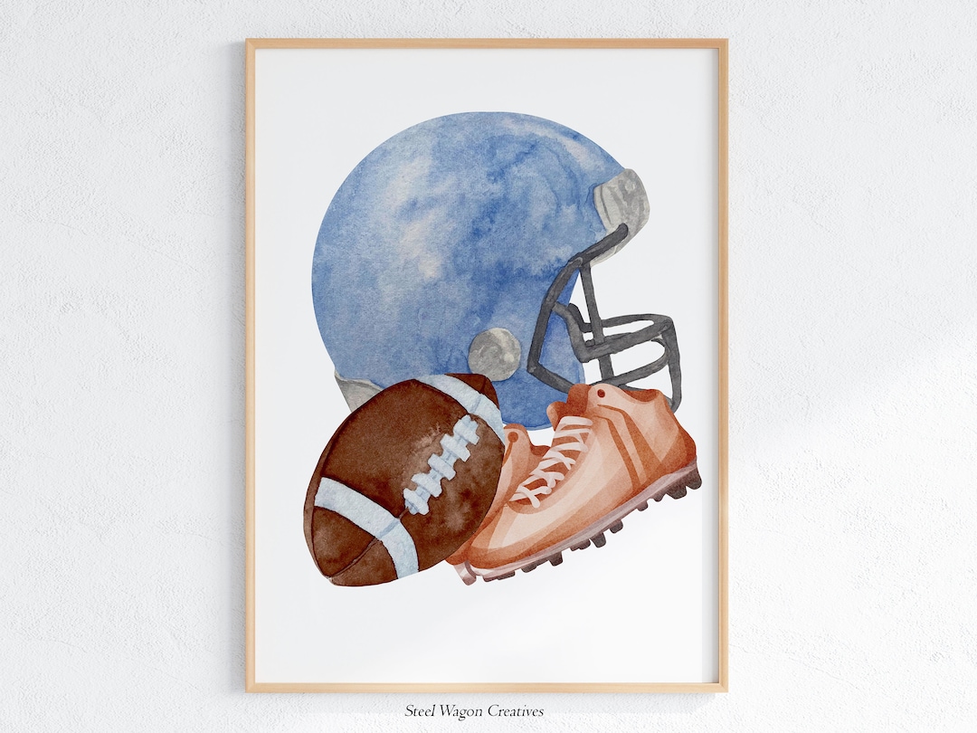 Sports Nursery Wall Art, Football Watercolor Kids Sports, Boys Room ...