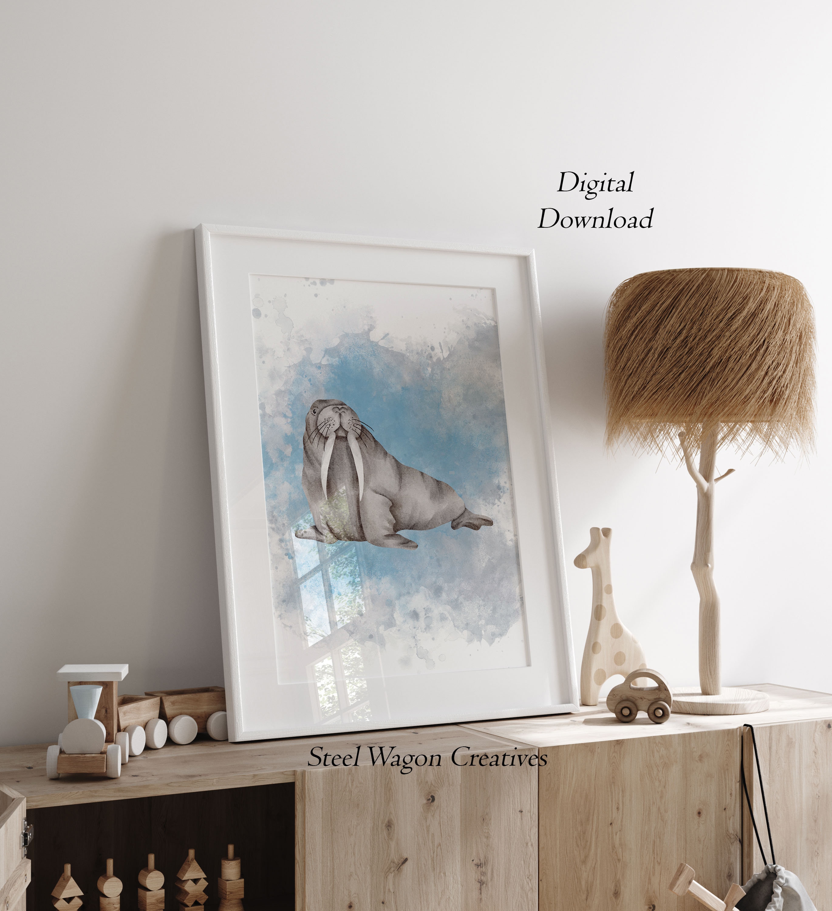 Arctic Animals Nursery Wall Art, Sea Life Watercolor Paintings, Cute ...