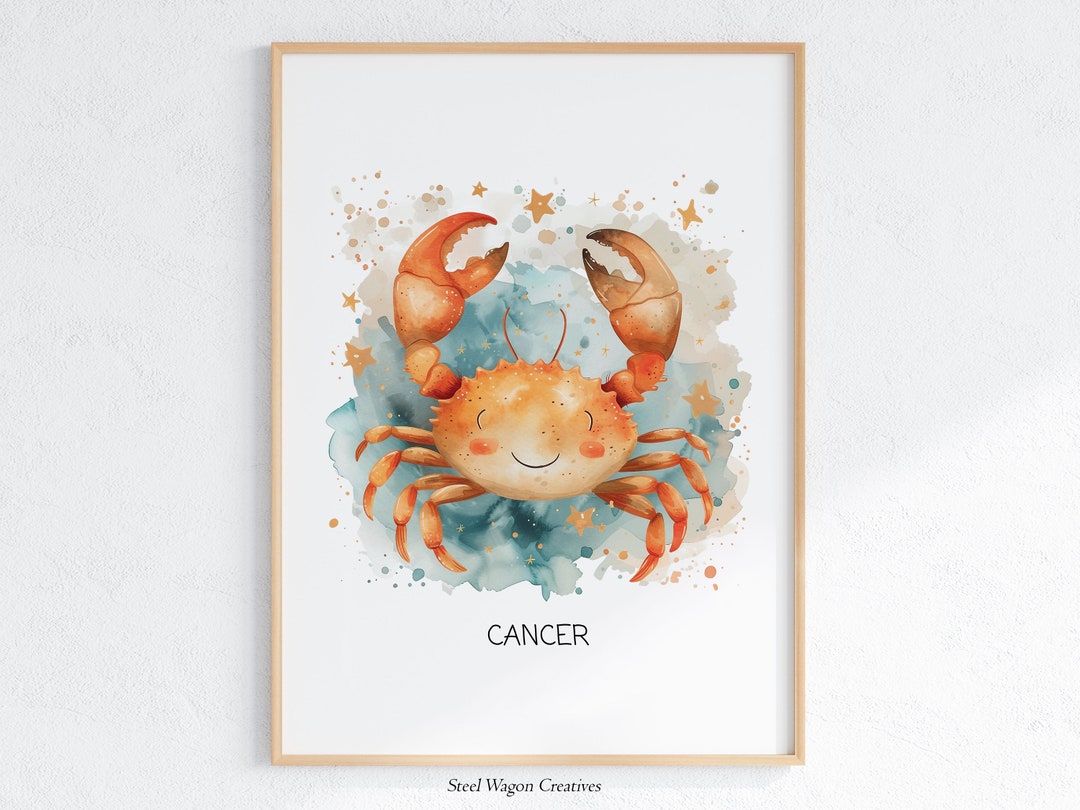 Cancer Zodiac Nursery Wall Art, Cancer Poster Printable, Astrology Baby ...