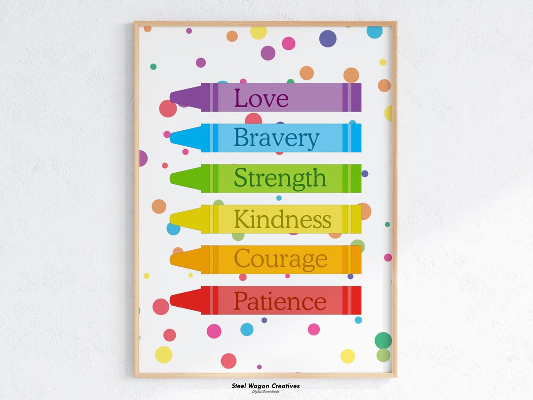 Inspirational Classroom Wall Art, Nursery Crayon Print, Colorful Kid's ...