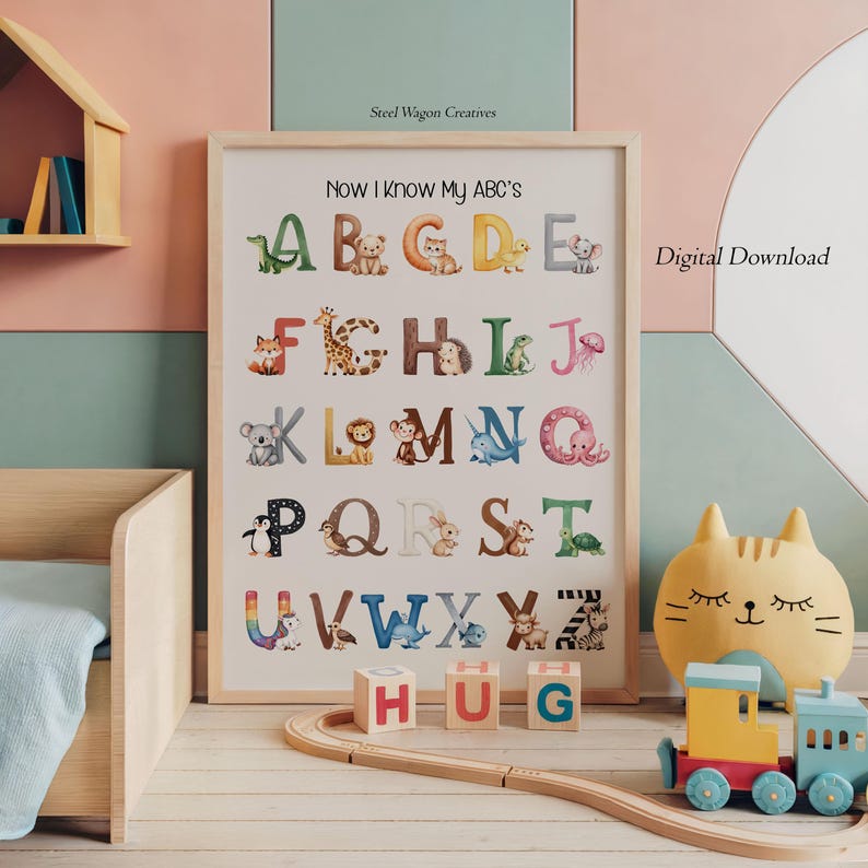 Nursery Abcs Wall Art Alphabet Poster Print for Playroom Animal Prints ...