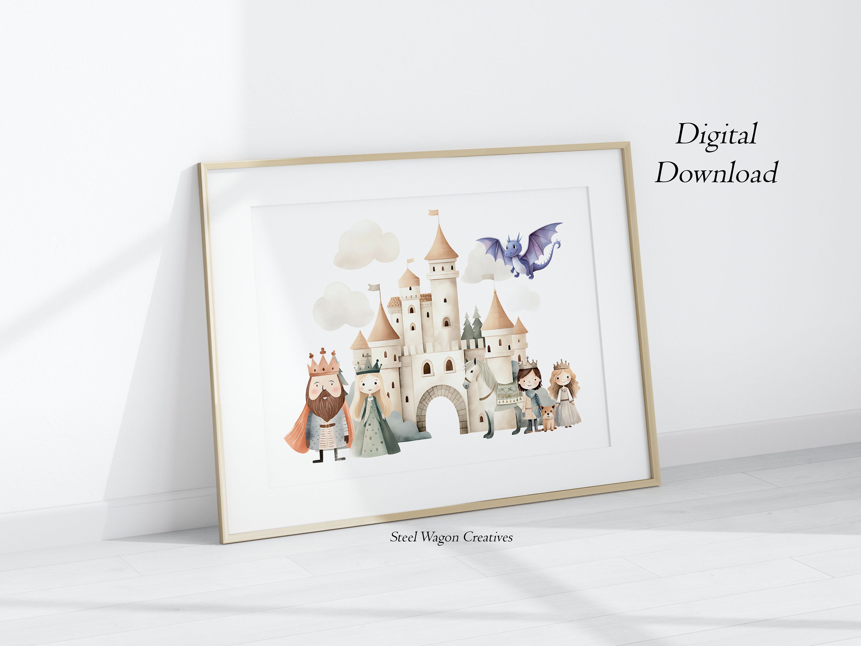 Medieval Nursery Art Print, Enchanted Kingdom Castle Print, Fantasy ...