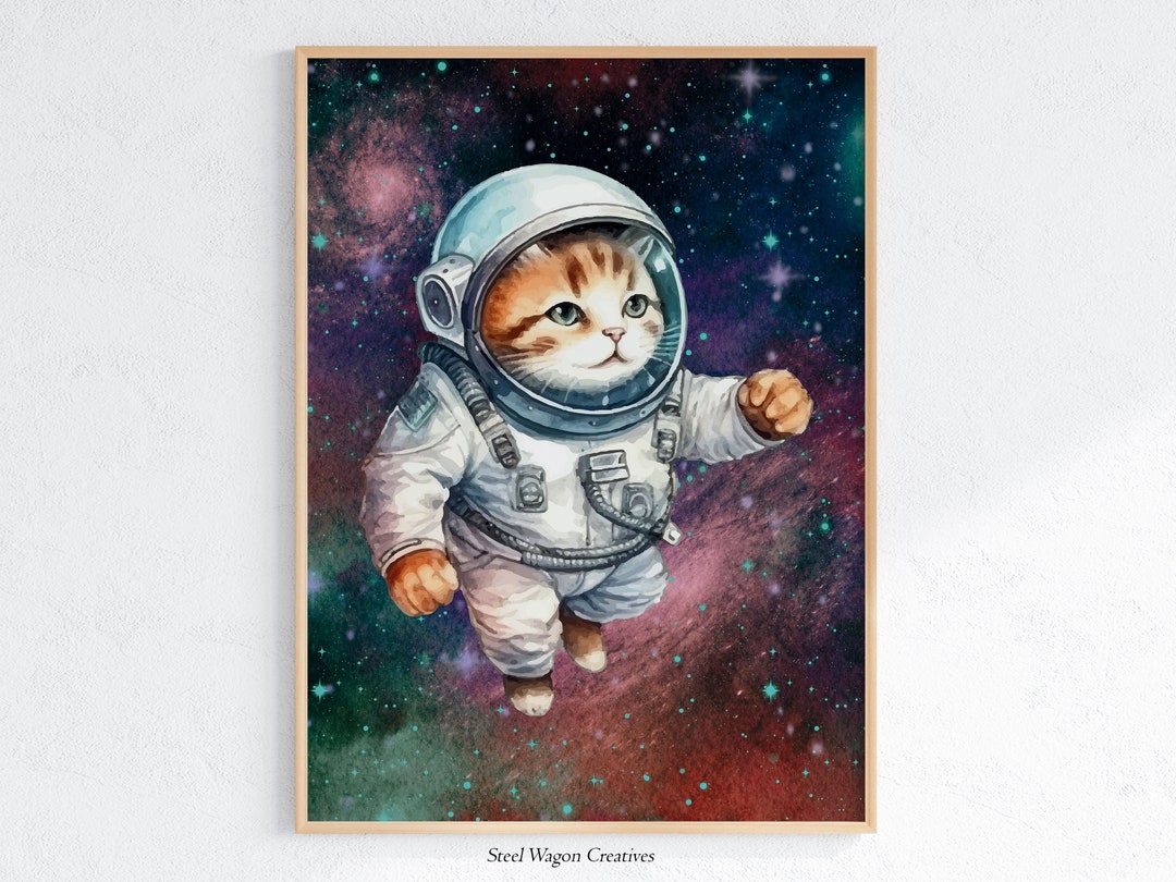 Cat Astronaut Outerspace Wall Art, Outerspace Nursery Printable Art ...