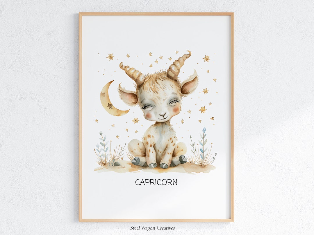 Capricorn Baby Zodiac Signs, Nursery Capricorn Print Art, Printable ...