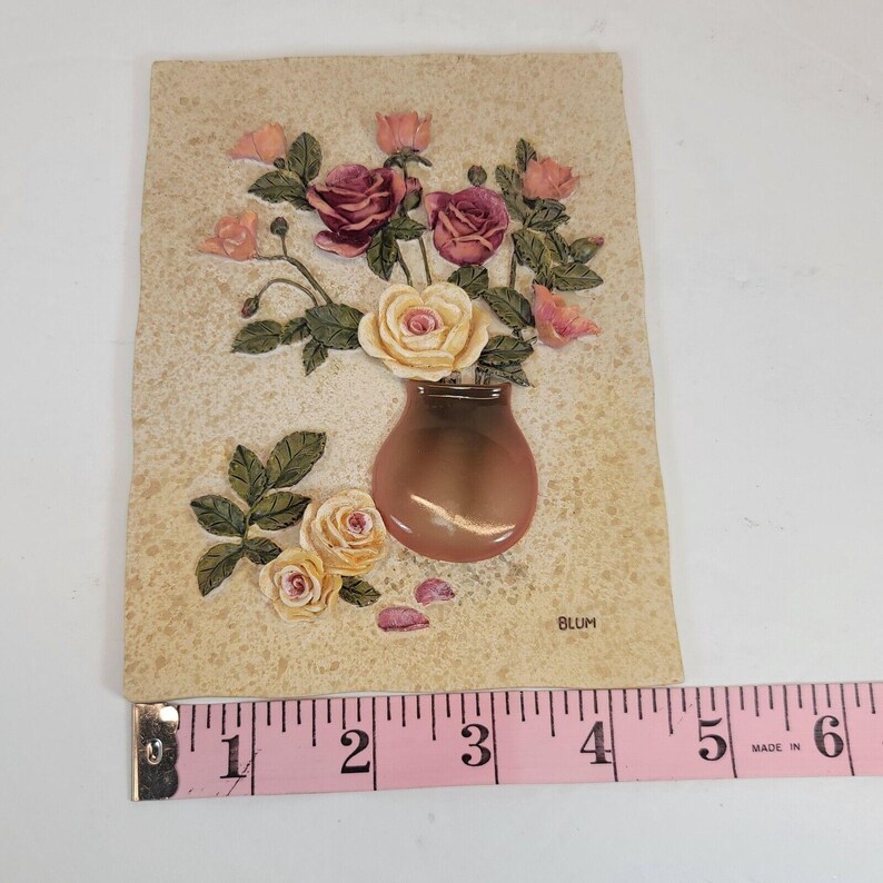 Vintage Set of Two Cheri Blum Resin 3D Rose Panel Wall Art Signed Blum ...