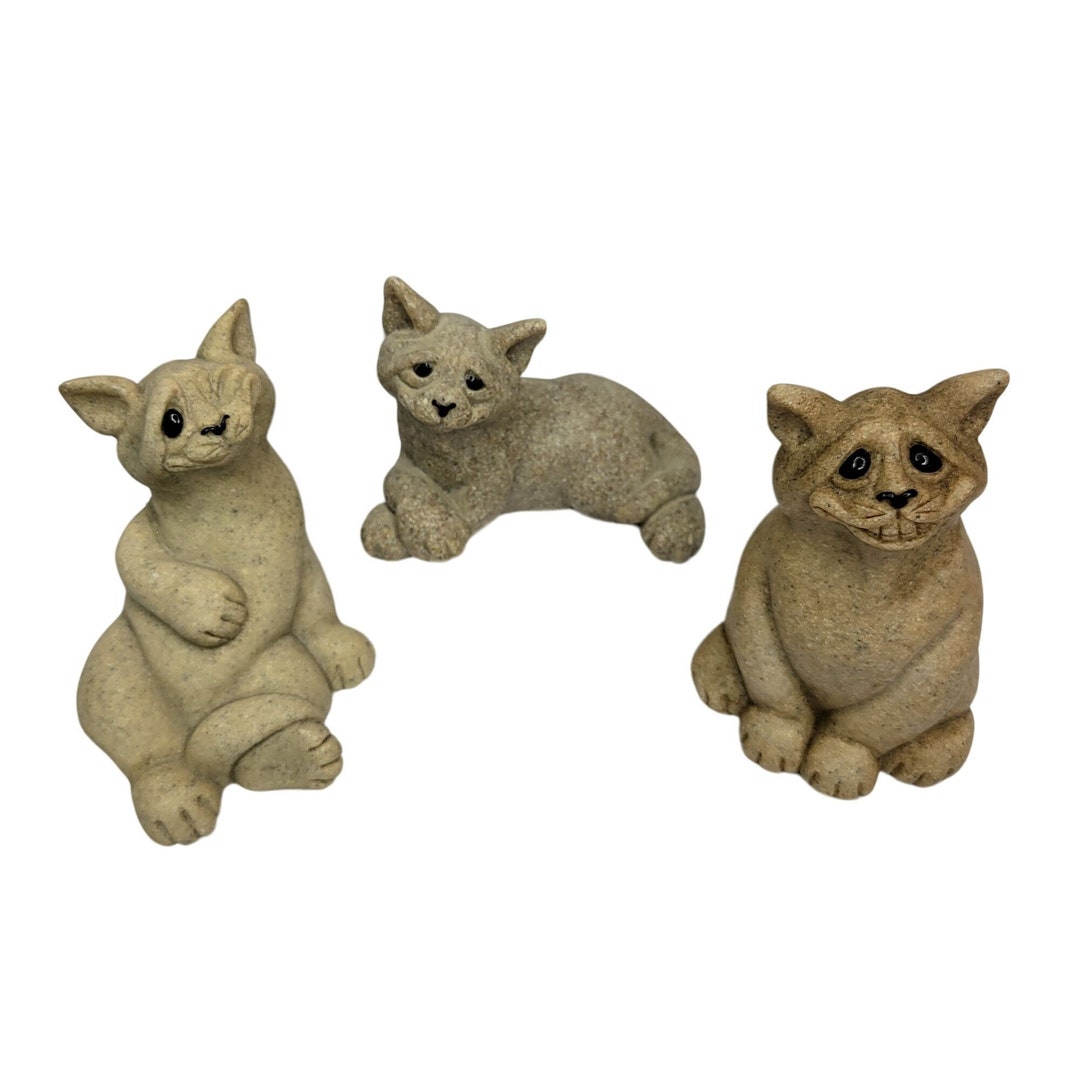Vtg Quarry Critters 3 Cats Figurines Second Nature Design Carla Cadbury ...