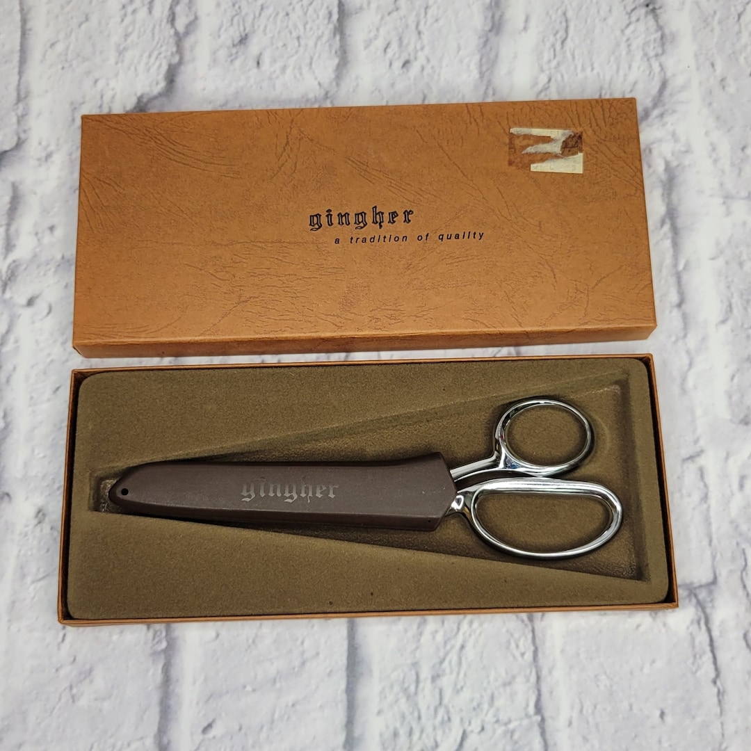 Vtg Gingher G-7 Knife Edge Chrome Dressmakers Scissors Plastic Sheath ...