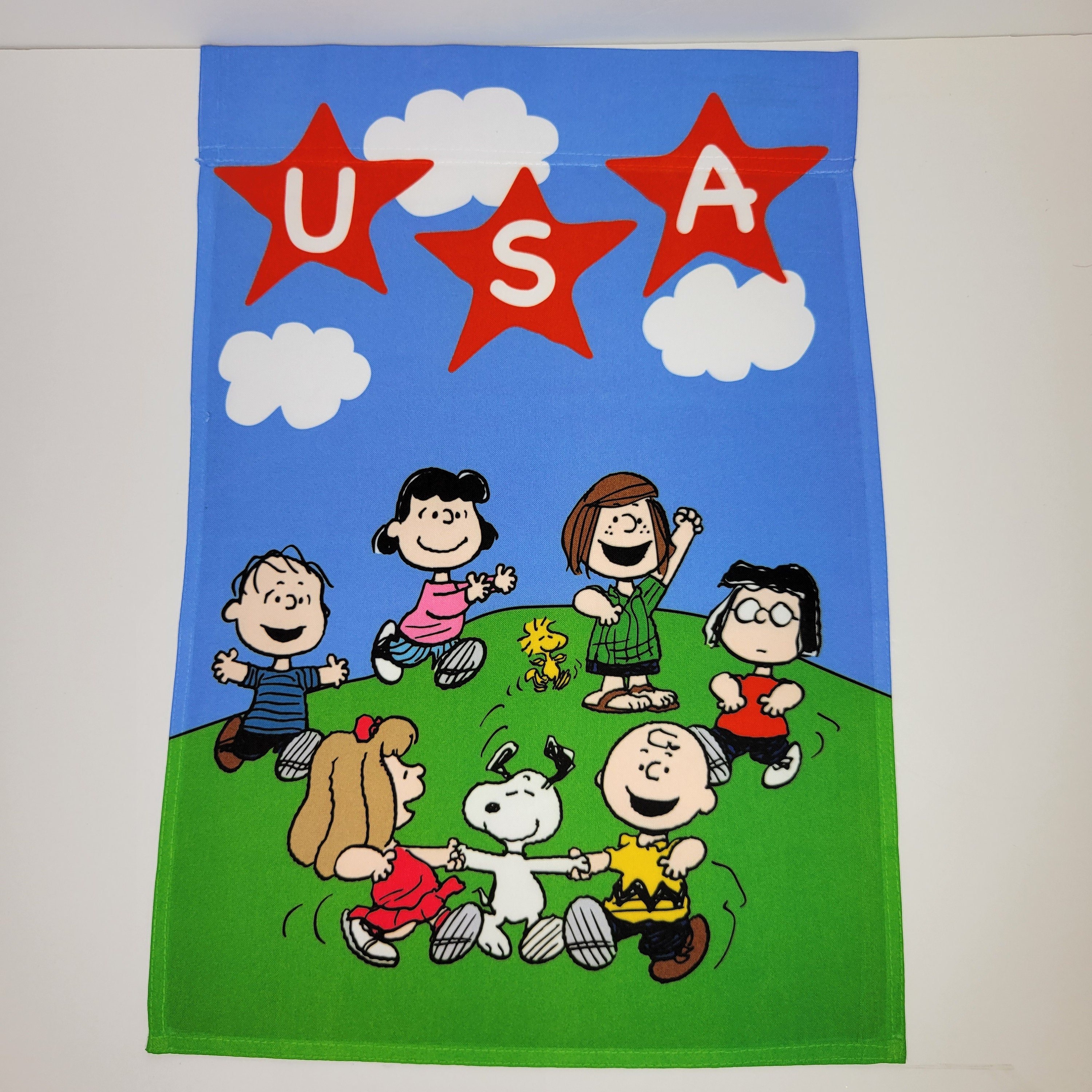 Snoopy Charlie Brown Welcome USA July 4th Flags Garden Decoration 12 X ...
