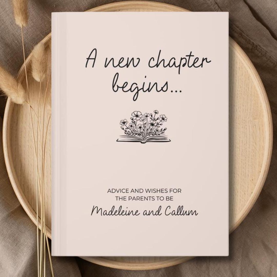 Baby Shower Guestbook, A New Chapter Begins Book Themed Shower, Custom ...