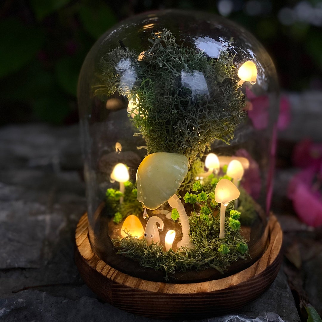 Cute Elf Under the Mushroom Lamp Handmade Tree Magic Forest Night Light ...