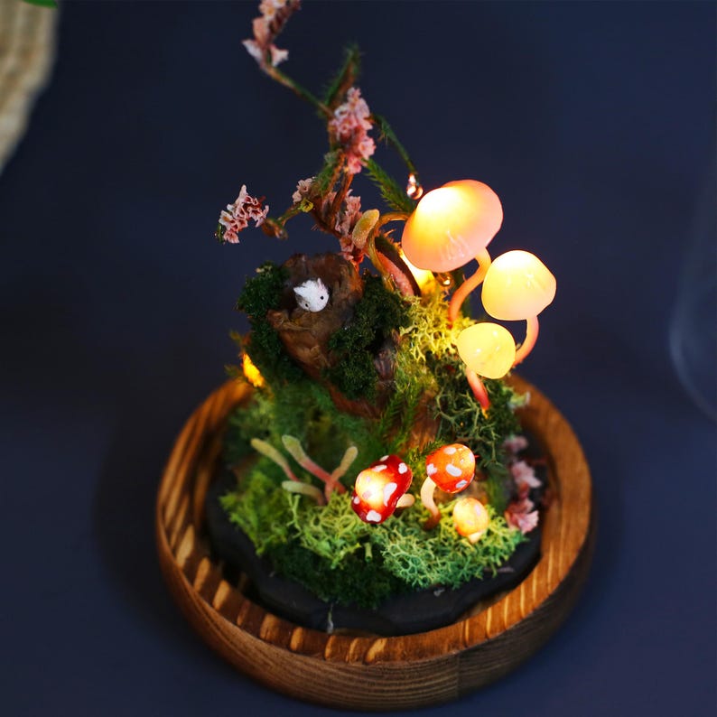 Whimsical Mushroom Night Light, Cute Hamster Lamp, Enchanted Forest ...