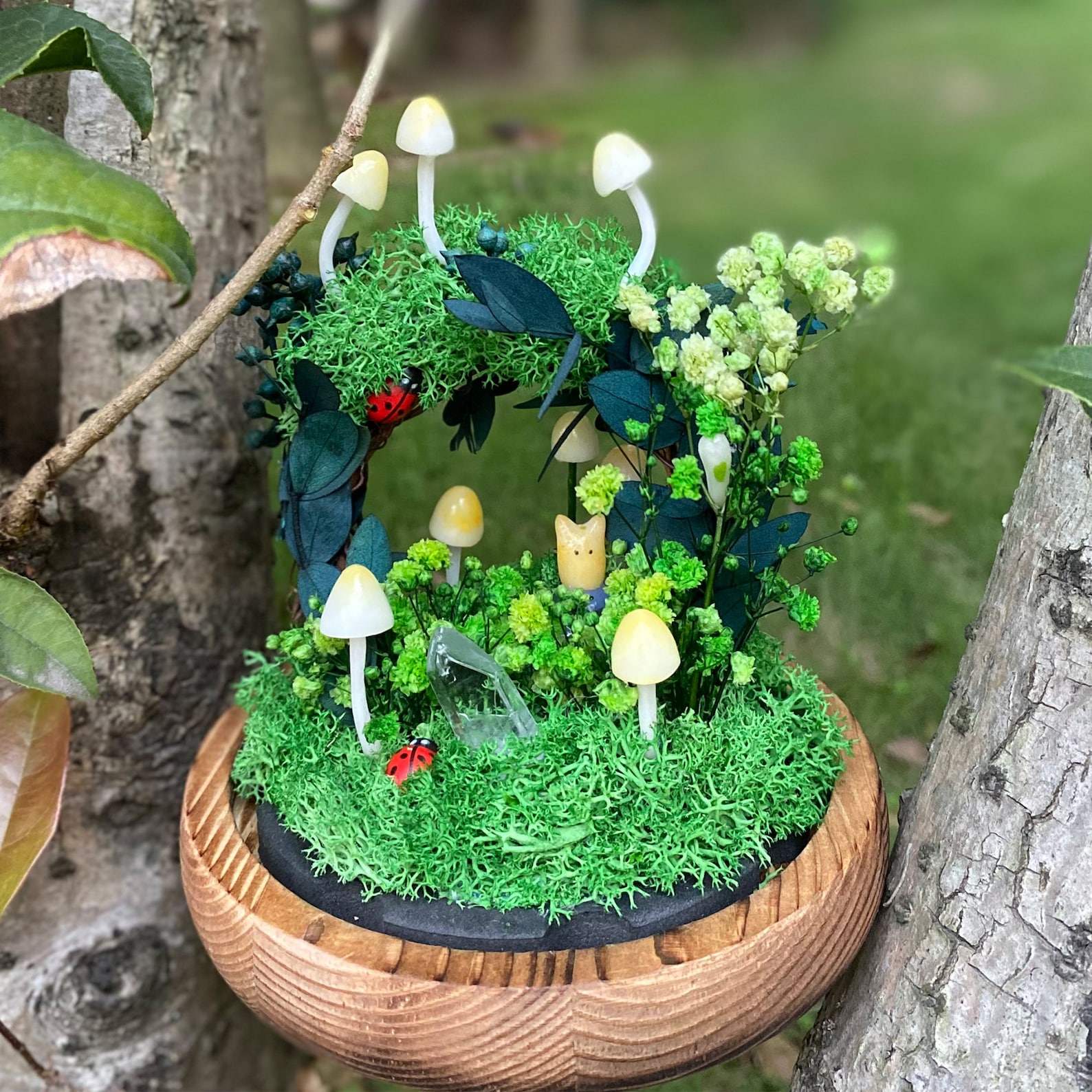 Handmade Mushroom Night Light Cute Mushroom Wreath Lamp Crystal Lights ...