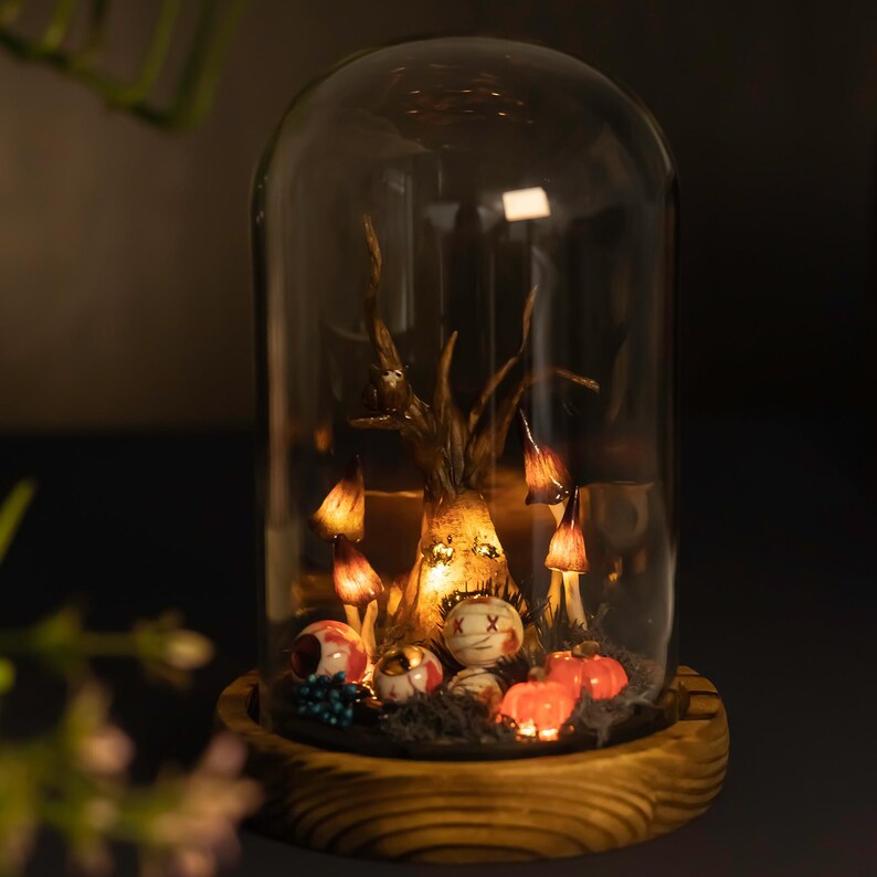 Halloween Mushroom Lamp, Horror Night Light With Eyeballs, Mummy Doll ...