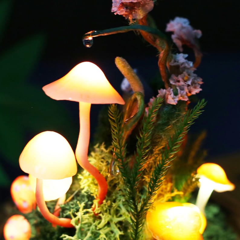 Whimsical Mushroom Night Light, Cute Hamster Lamp, Enchanted Forest ...