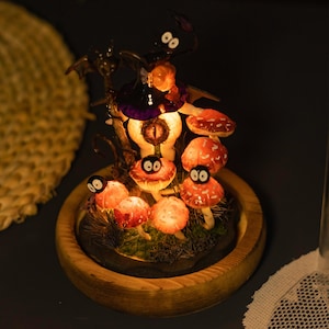 Mysterious Mushroom Lamp- Magic Elf Holding Bat Scepter, Dust Elf, Red ...