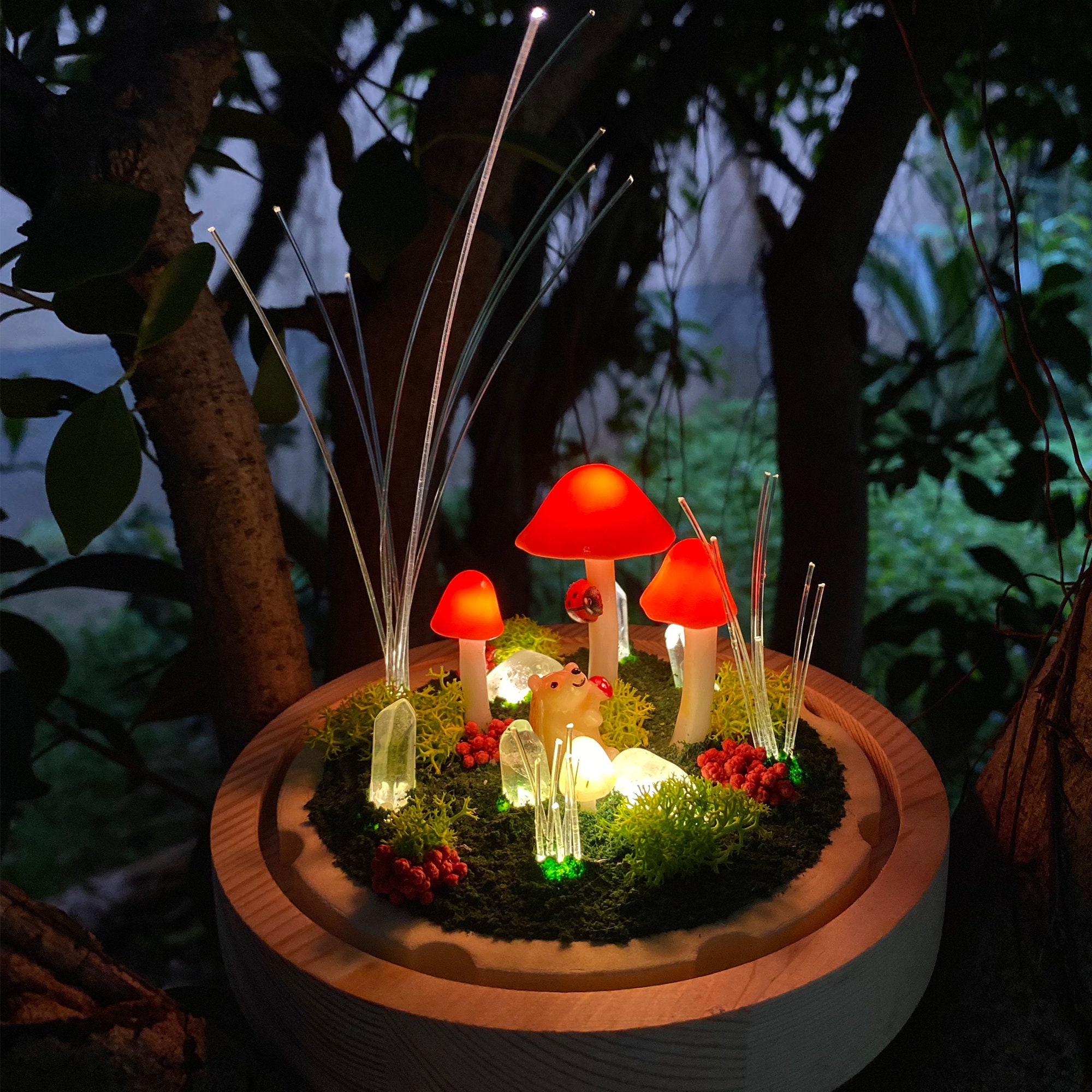 Red Mushroom Night Light, Mushroom Lamp With Cute Hedgehog, Mushroom ...