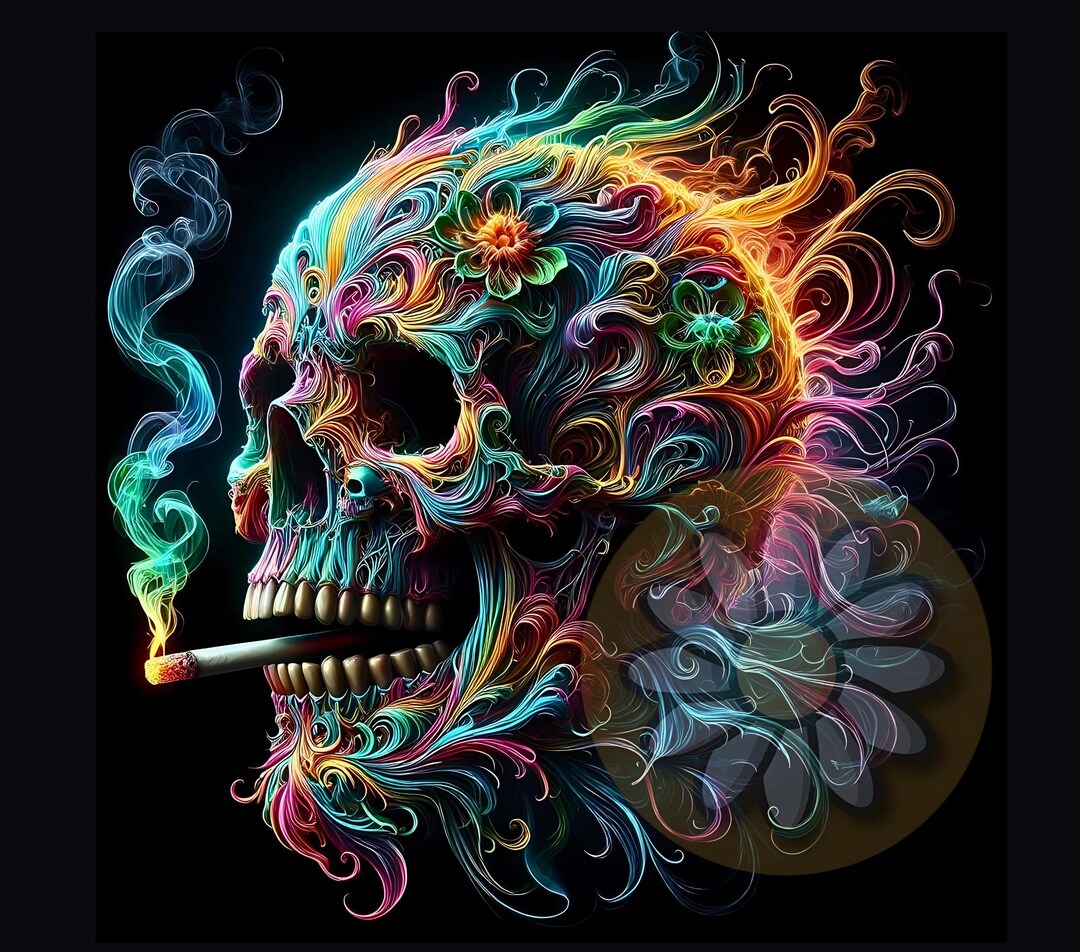 20oz Skinny STRAIGHT Tumbler Wrap Sublimation Design Skull 420 Design ...