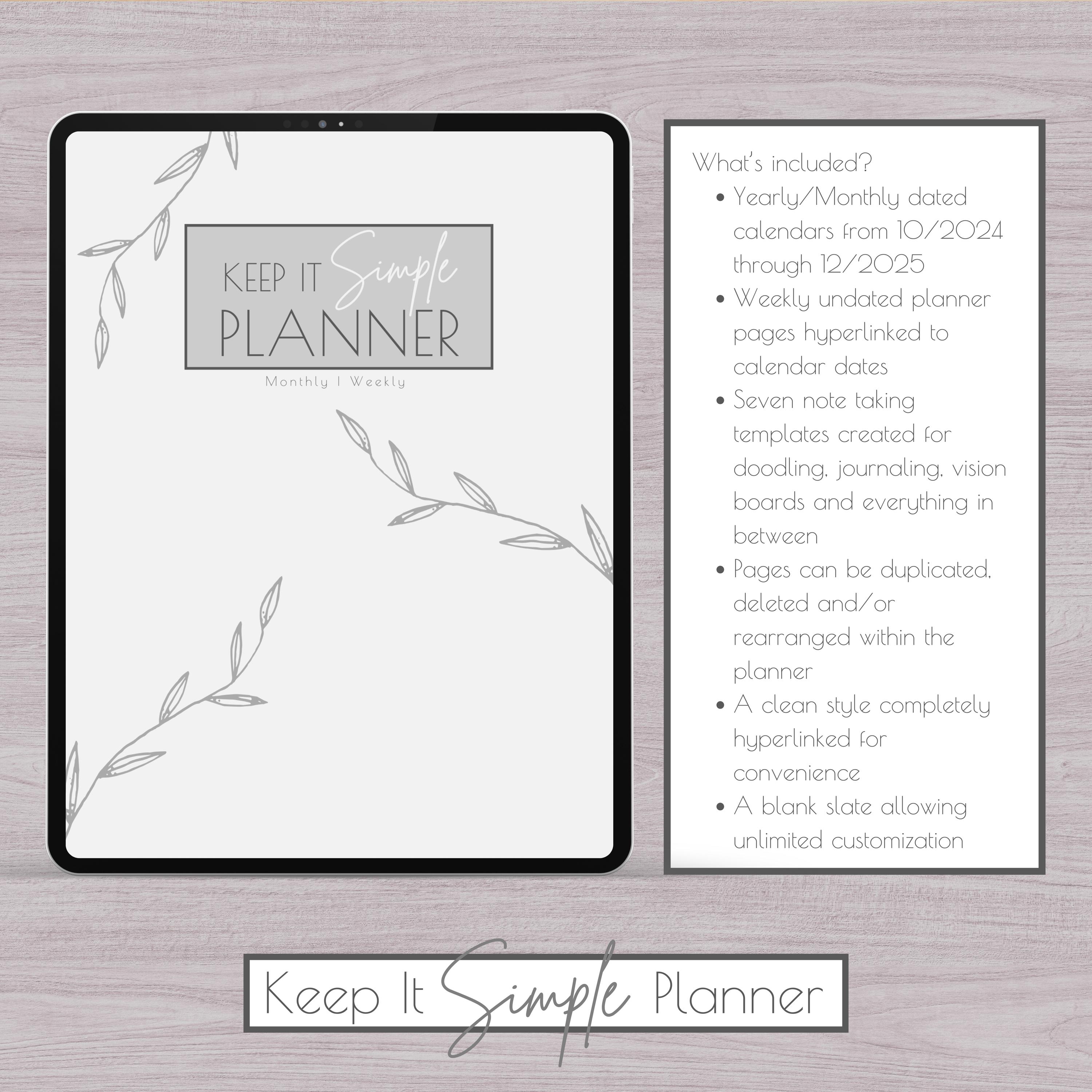 Keep It Simple 2024/2025 Digital Planner | Monthly/weekly Calendar ...