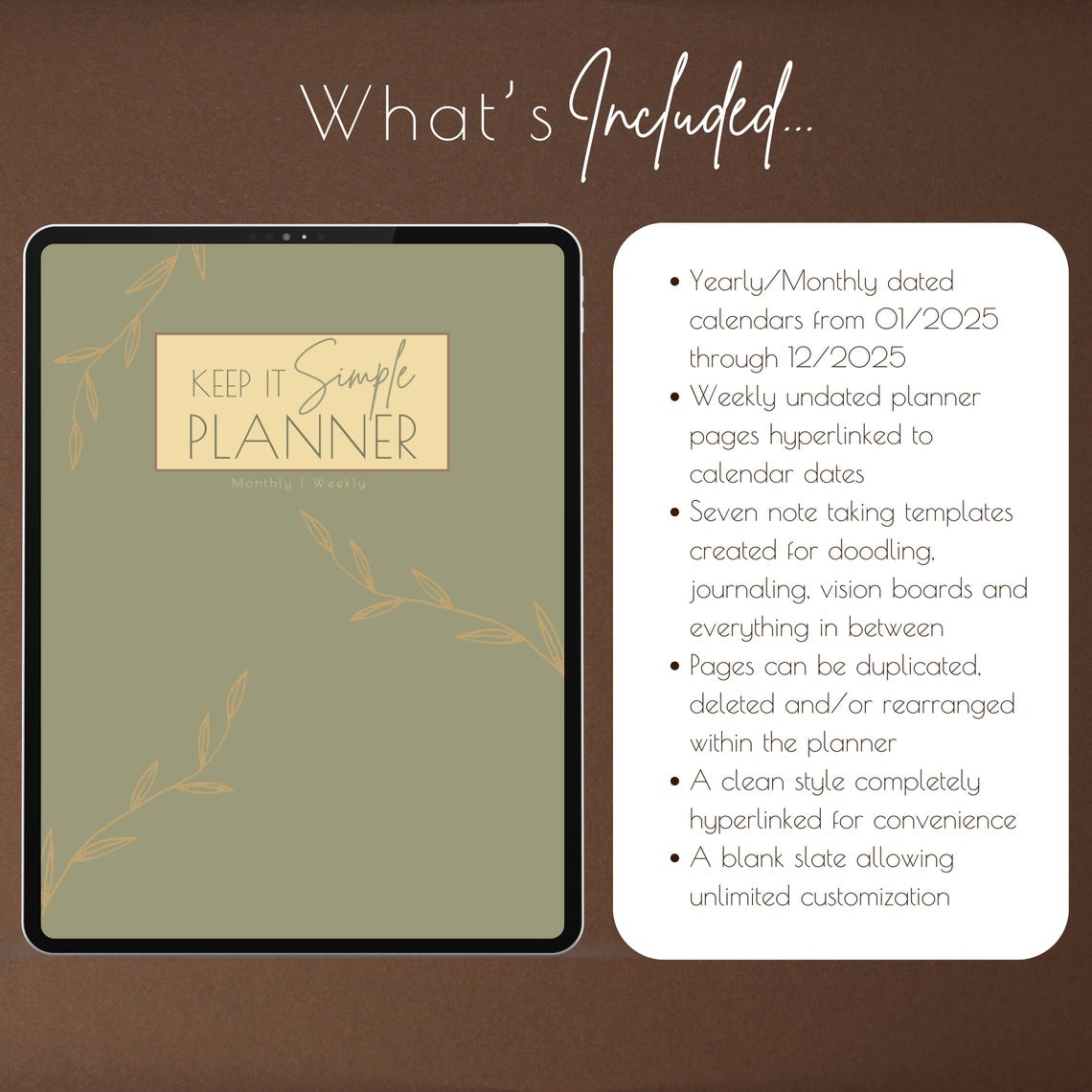 Keep It Simple 2025 Digital Planner | Monthly/weekly Calendar | Ipad ...