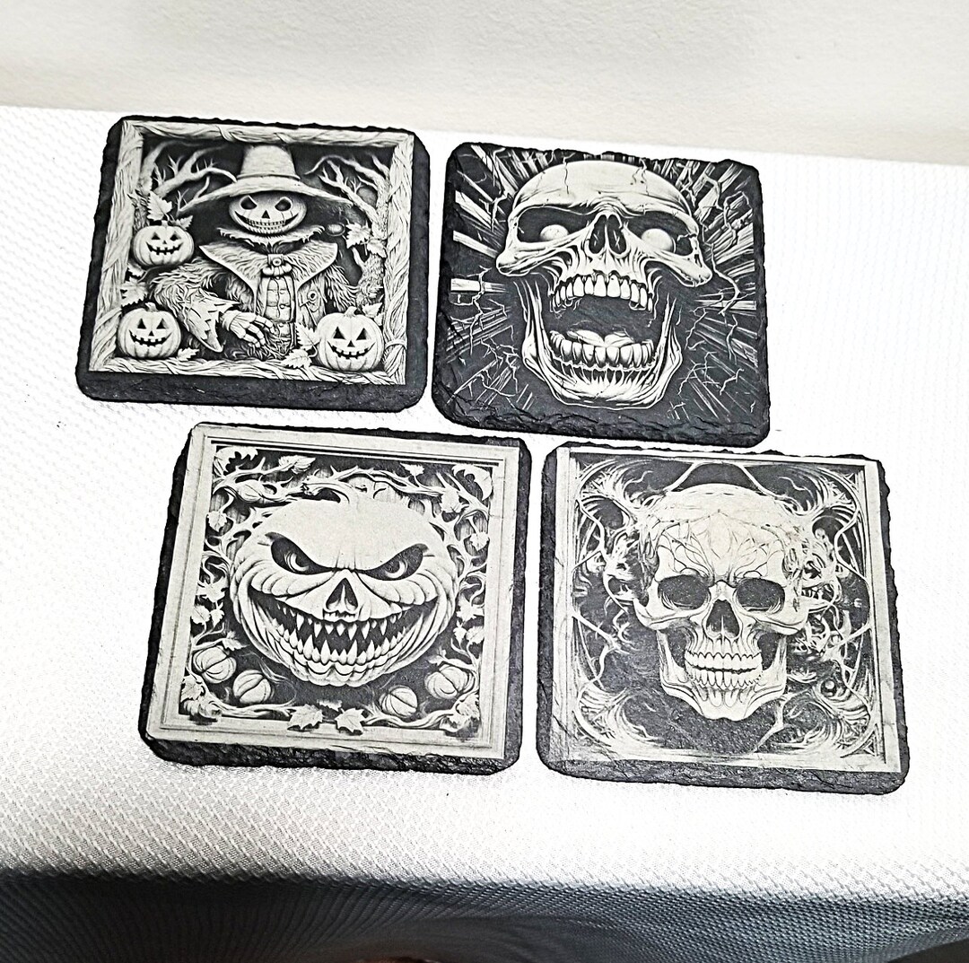 Scary Faces Slate Coasters Halloween Coasters Spooky Halloween Horror ...