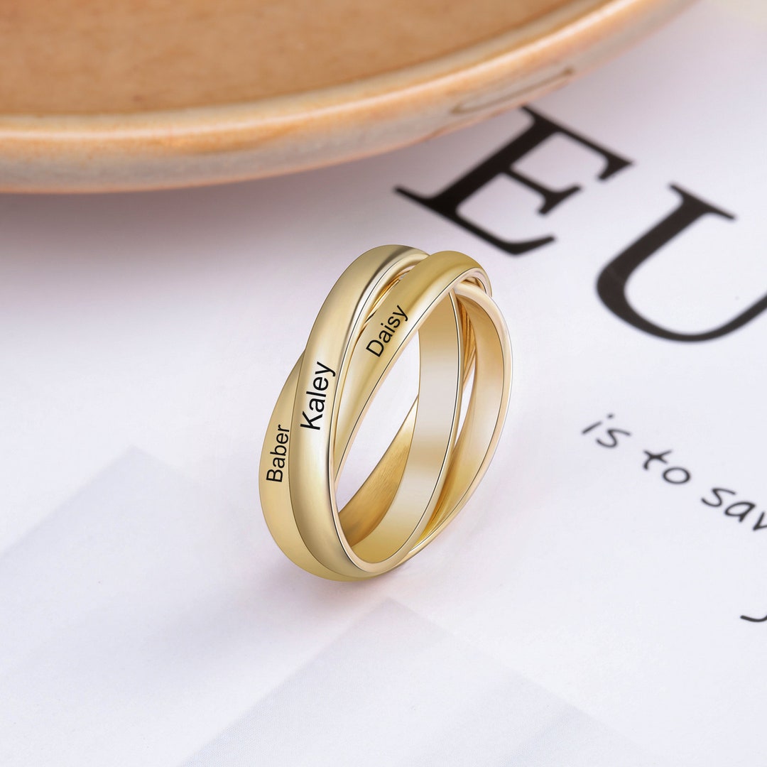 Custom Name Three Rolling Rings/multilayered Rings/triple Interlocking ...