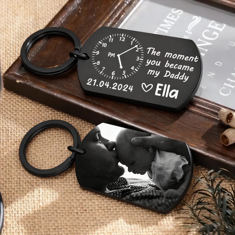 Personalized Baby Photo Keychain, the Moment Keychain, New Born ...