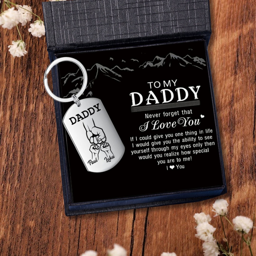 Custom Photo Keyring, Family Keychain for Daddy,dad Fists With Kids ...