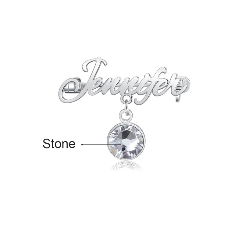 Personalized Name Brooch, Custom Name With Birthstone Pin, Badge to ...