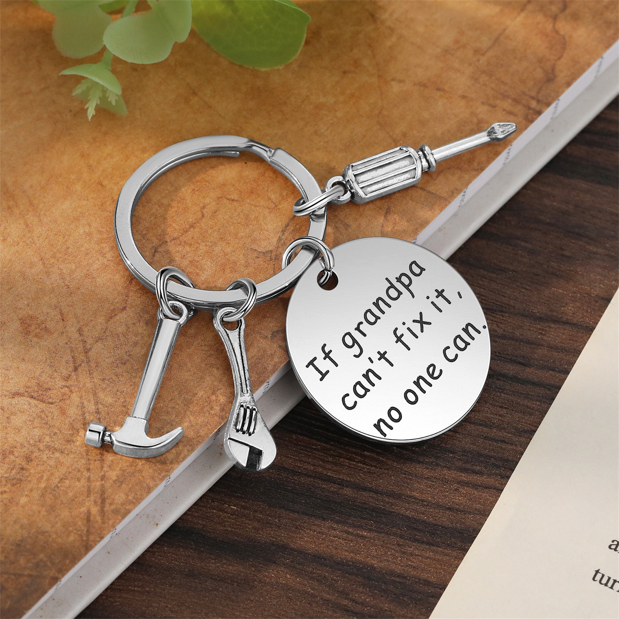 Custom Grandpa Keychain,dad Photo Gift,if Grandpa Can't Fix It No One ...