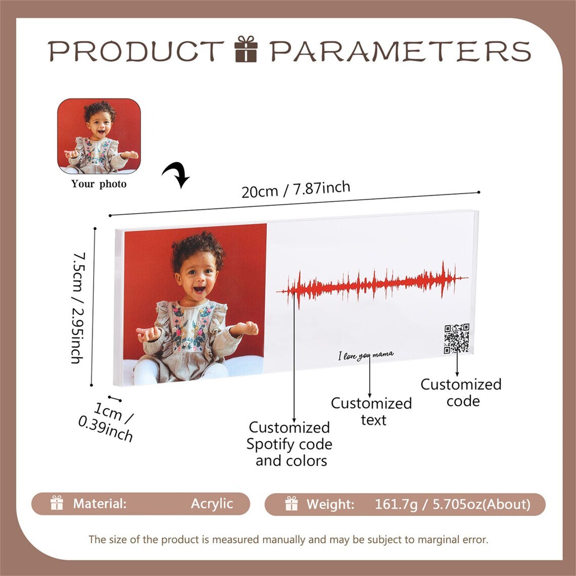 Personalized Acrylic Plaque With QR Code,soundwave Art Custom Song Gift ...