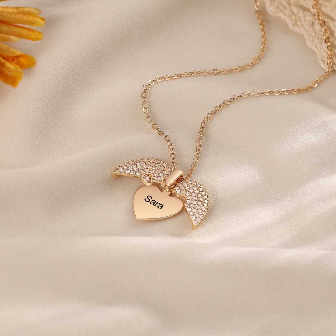 Personalized Hidden Names Heart Necklace,custom Secret Message Love ...